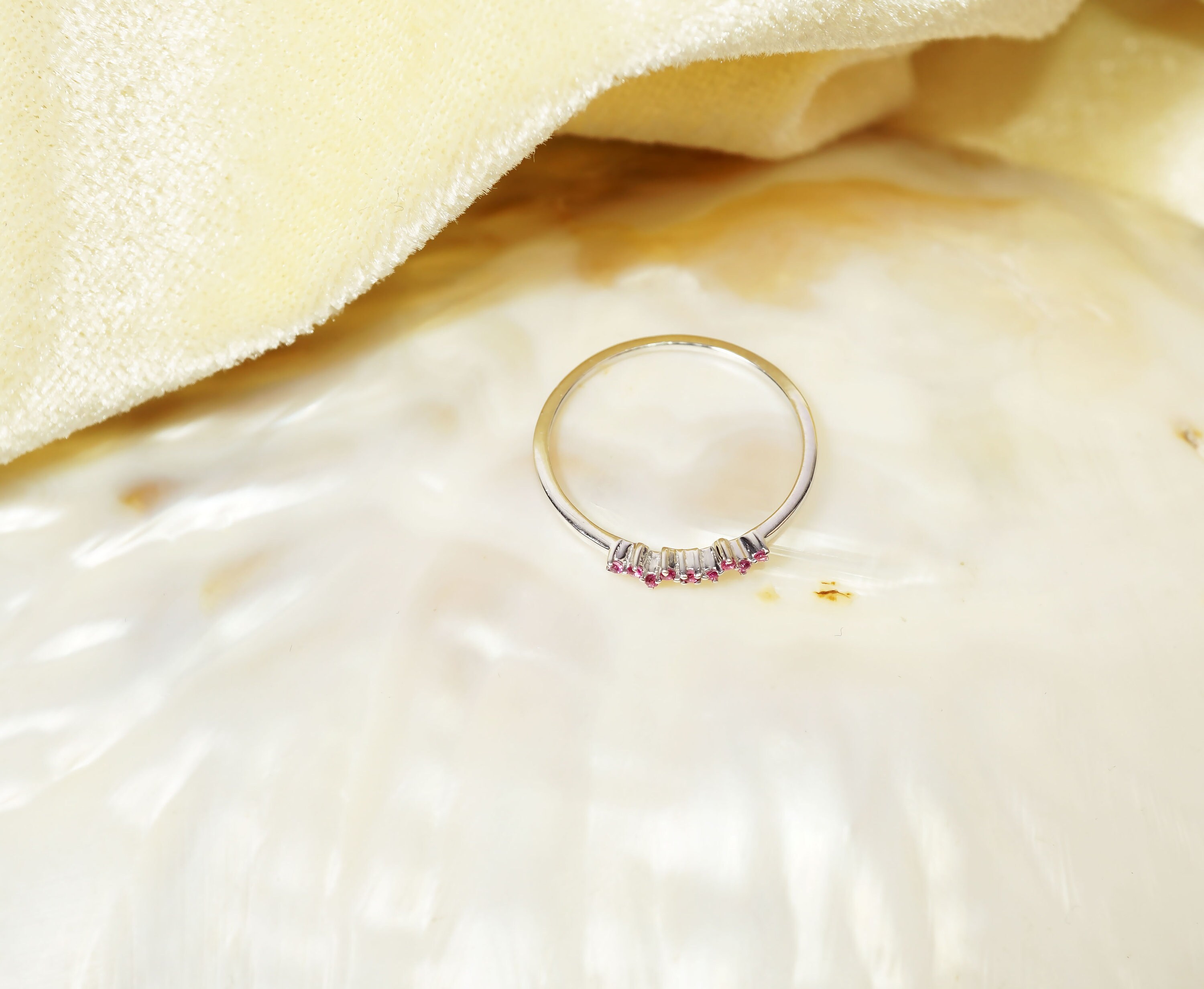 Dainty Ruby Ring / Ruby Cluster Ring / 14k Gold Ruby Ring / | Etsy