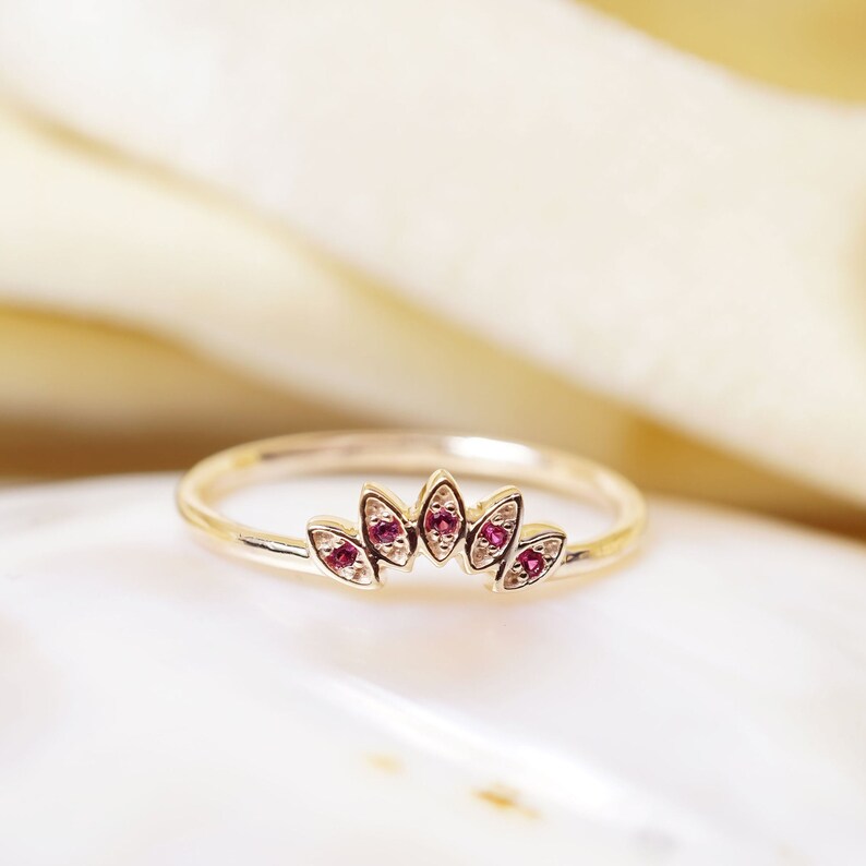 14k Gold Art Deco Ruby Ring / Wedding Ring / Stackable Ruby | Etsy