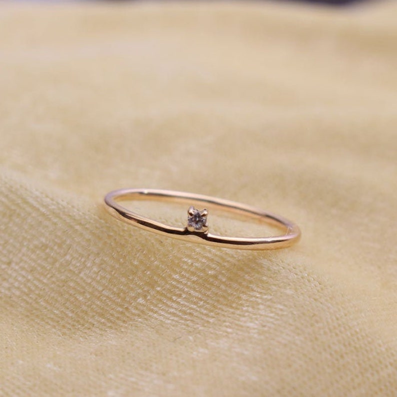 Diamond Ring / 14k Gold Diamond Ring / Solitaire Ring / 14k | Etsy