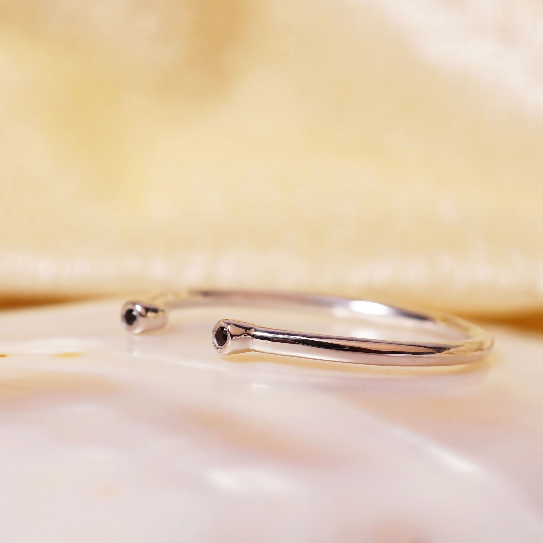 14k Gold Open Cuff Diamond Ring / Stackable Ring / Dainty Ring | Etsy