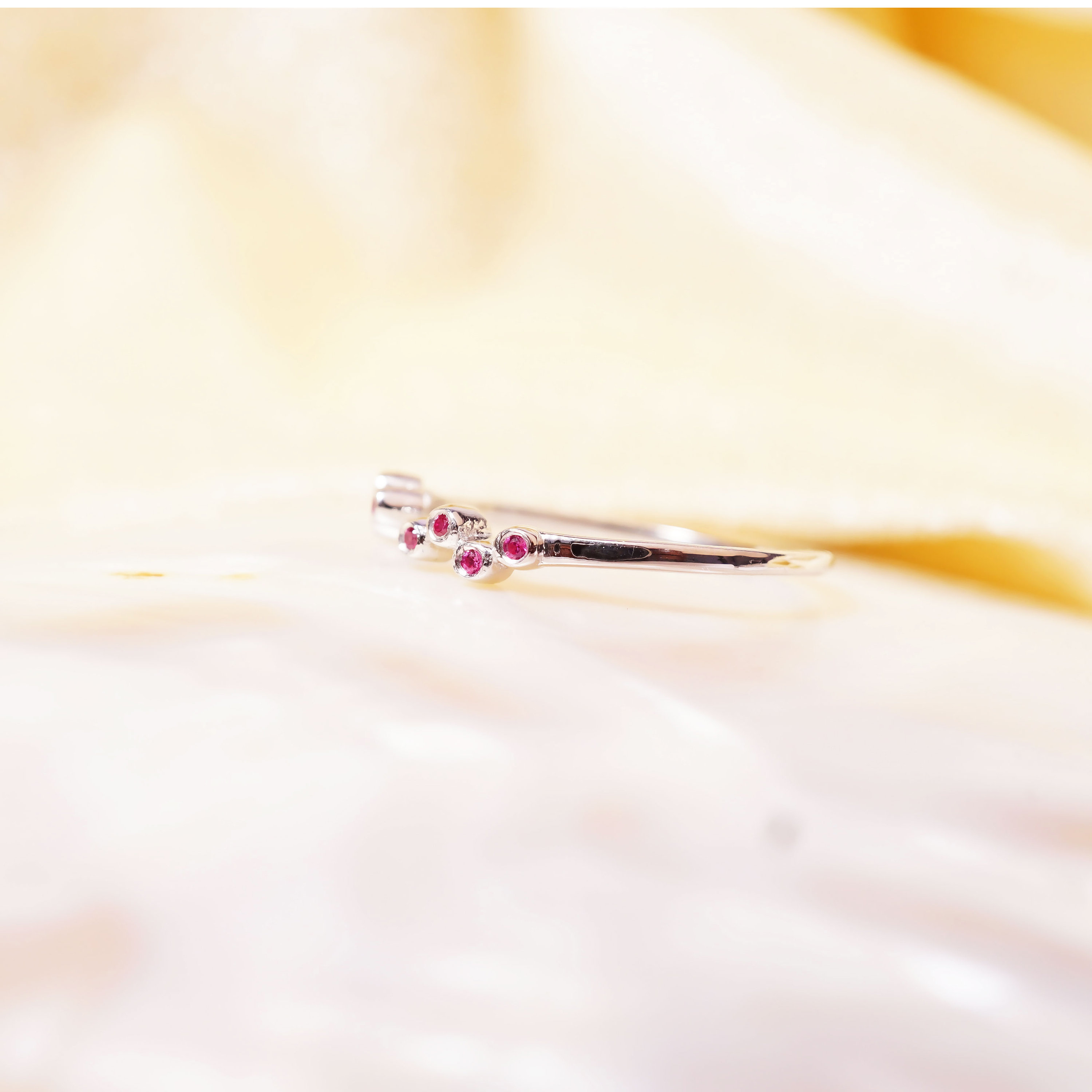 14k Gold Open Cuff Ruby Ring / Stackable Ring / Dainty Ring / | Etsy