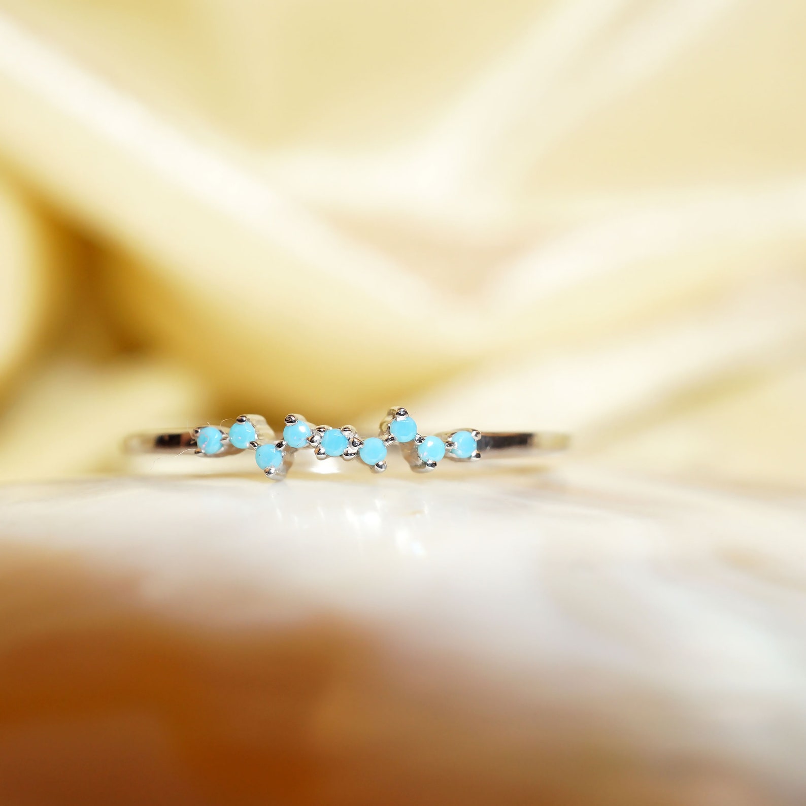 Dainty Turquoise Ring / Turquoise Cluster Ring / 14k Gold | Etsy