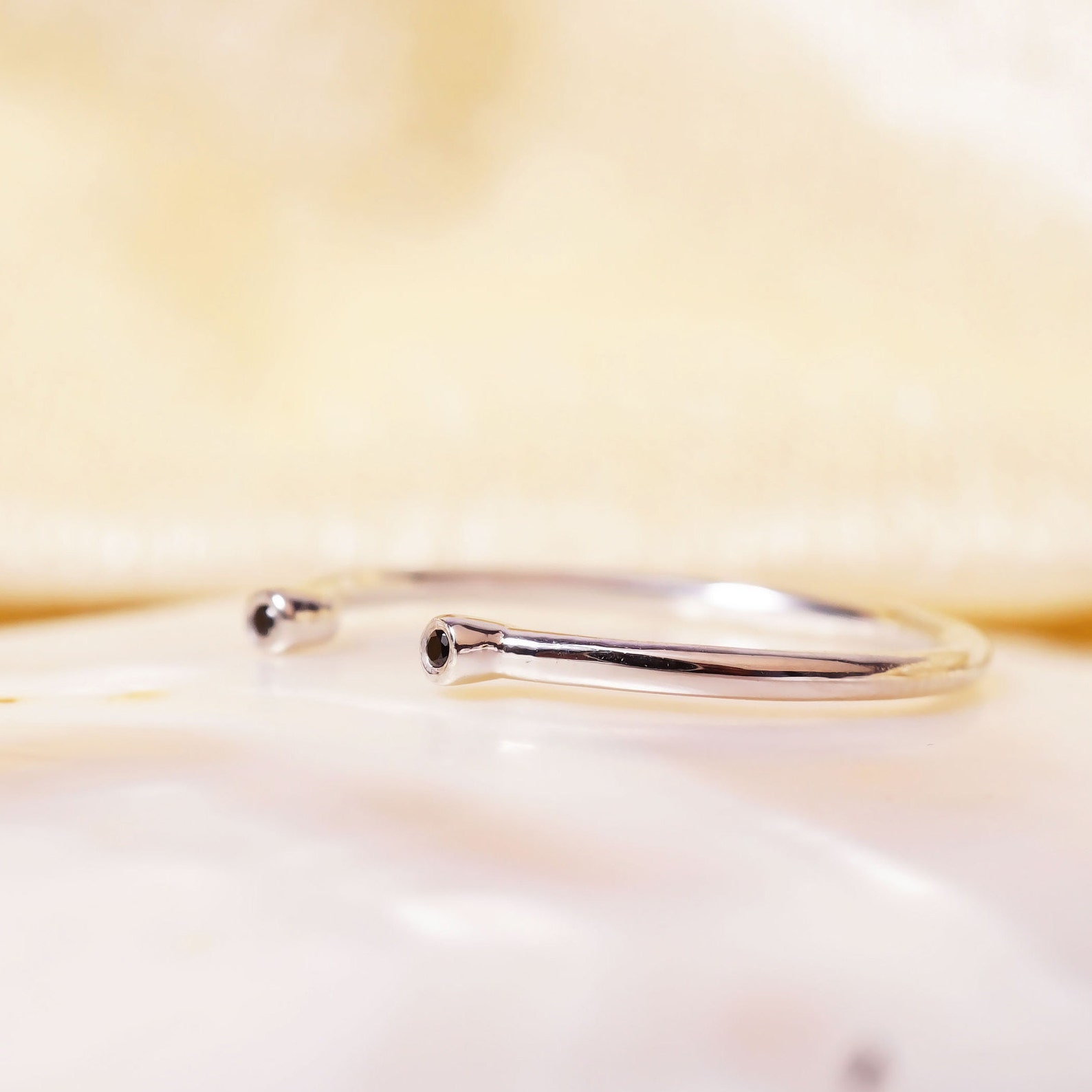 14k Gold Open Cuff Diamond Ring / Stackable Ring / Dainty Ring | Etsy