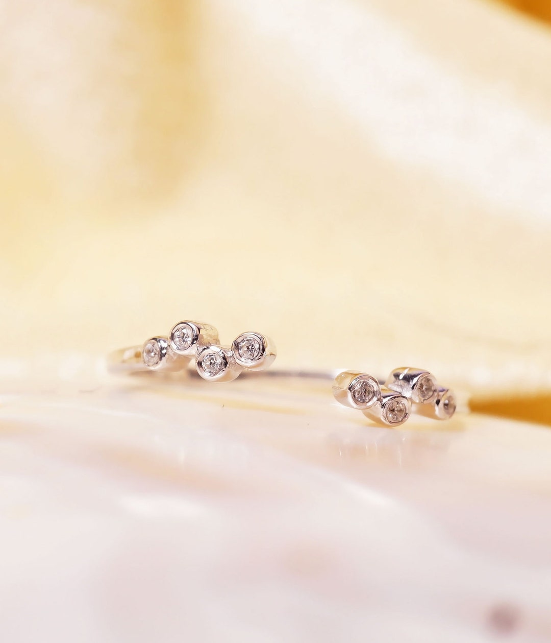 14k Gold Open Cuff Diamond Ring / Stackable Ring / Dainty Ring ...