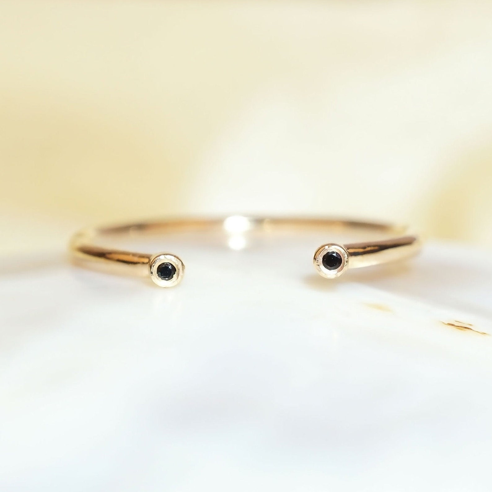 14k Gold Open Cuff Diamond Ring / Stackable Ring / Dainty Ring | Etsy