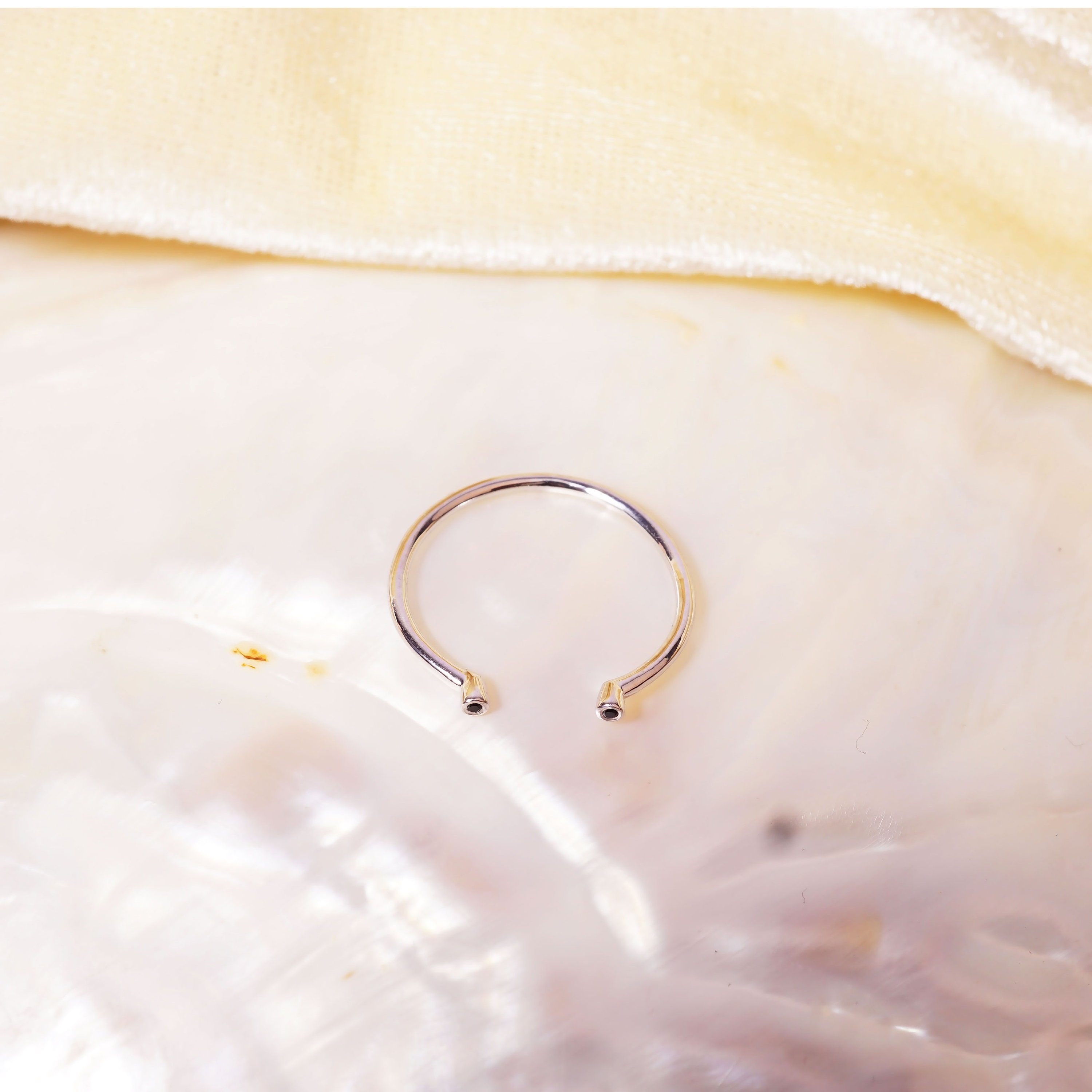 14k Gold Open Cuff Diamond Ring / Stackable Ring / Dainty Ring | Etsy