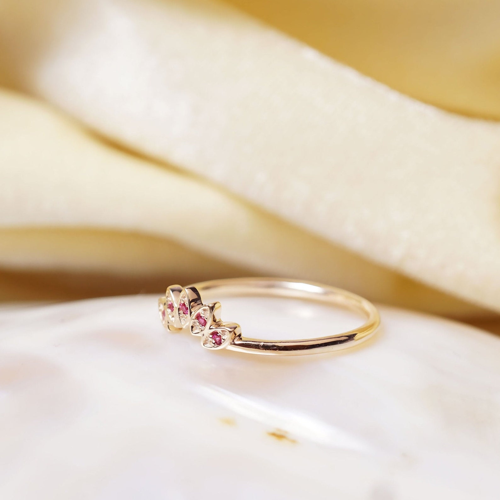 14k Gold Art Deco Ruby Ring / Wedding Ring / Stackable Ruby | Etsy