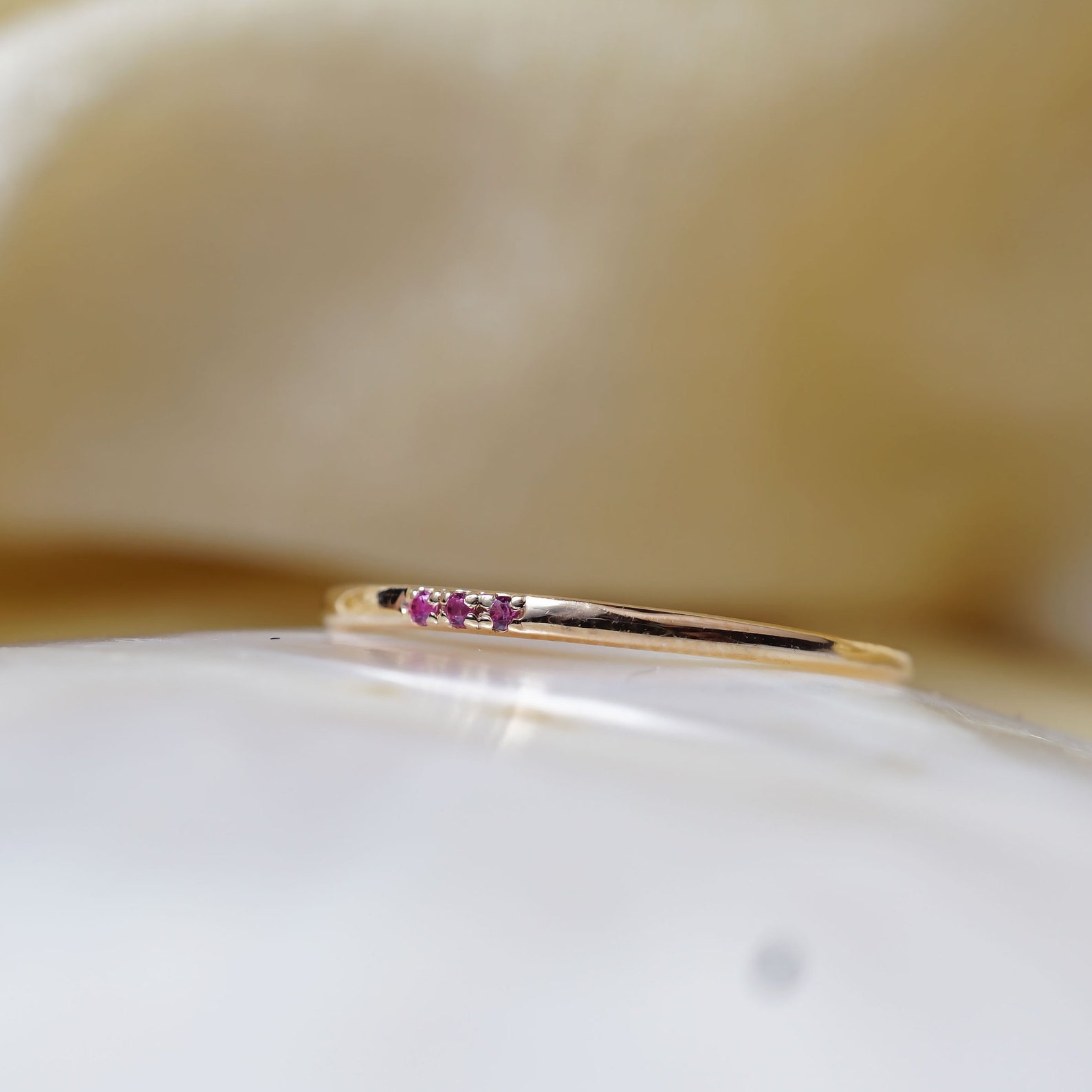 Dainty Ruby Ring / 14k Yellow Gold Ruby Ring / Natural Ruby | Etsy