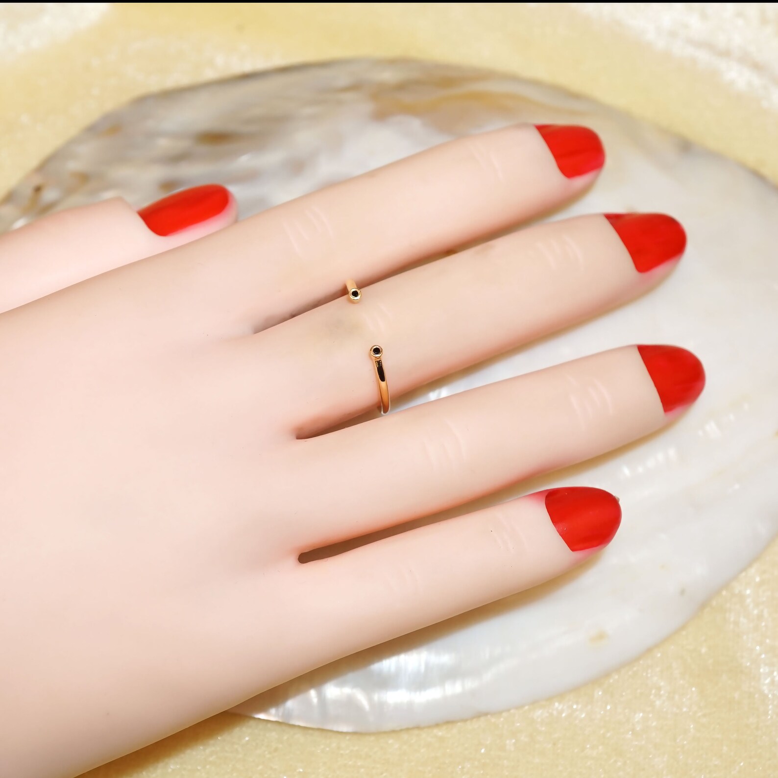 14k Gold Open Cuff Diamond Ring / Stackable Ring / Dainty Ring - Etsy