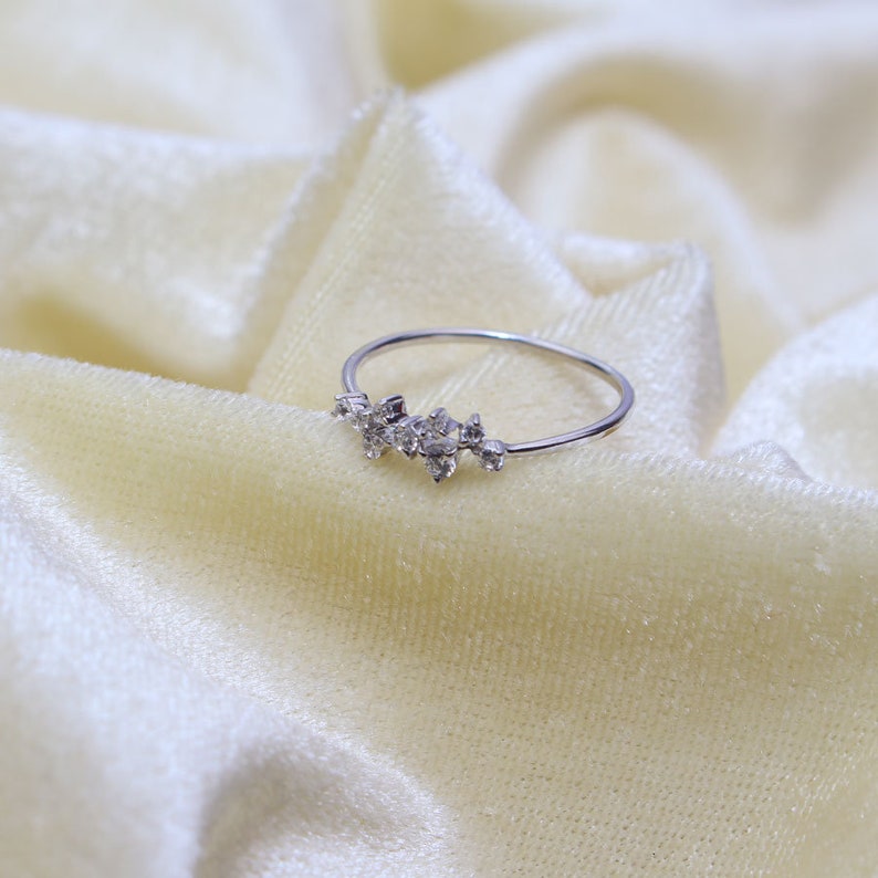 Diamond Ring / 14k Gold Diamond Ring / Cluster Ring / 14k - Etsy