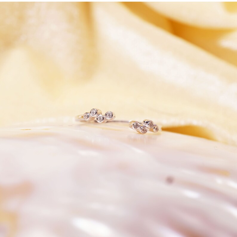 14k Gold Open Cuff Diamond Ring / Stackable Ring / Dainty Ring - Etsy