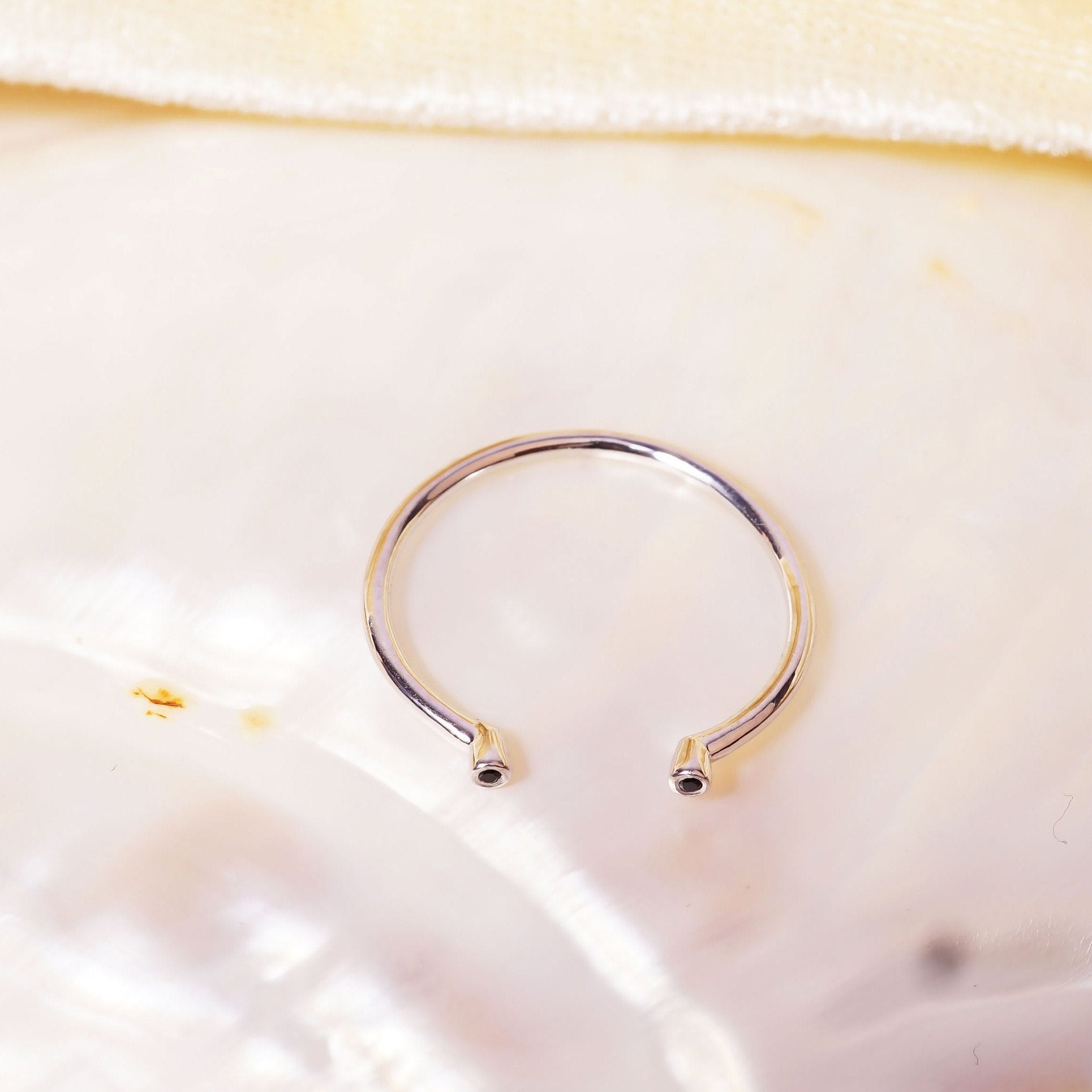 14k Gold Open Cuff Diamond Ring / Stackable Ring / Dainty Ring | Etsy