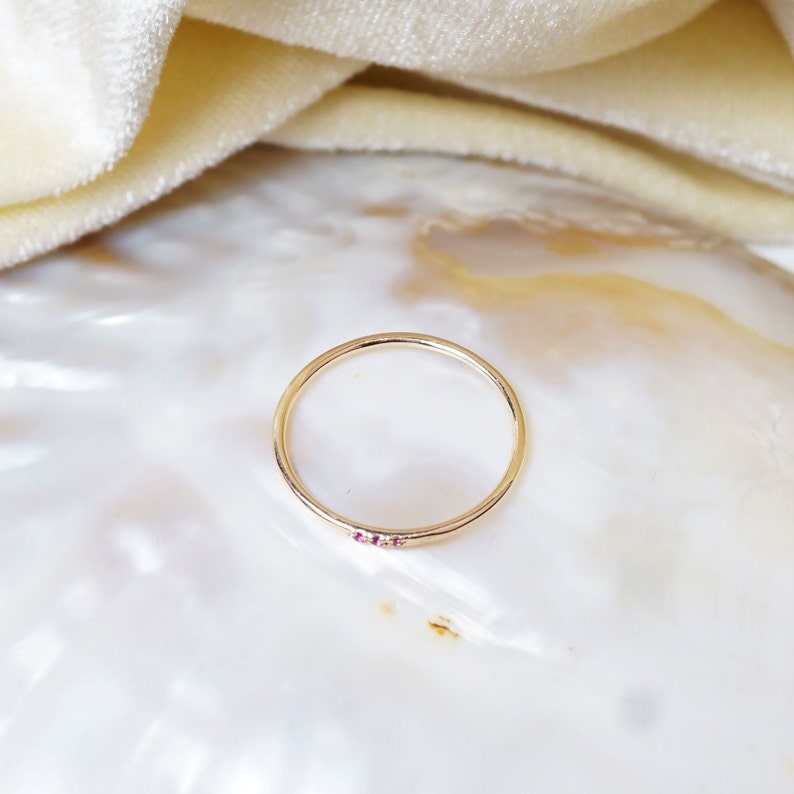 Dainty Ruby Ring / 14k Yellow Gold Ruby Ring / Natural Ruby | Etsy
