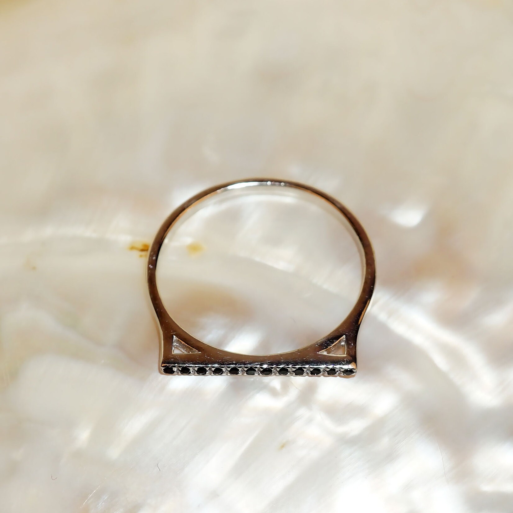 14k Gold Black Diamond Ring / Diamond Wedding Ring / Stackable - Etsy