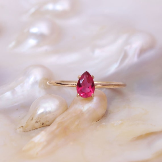 Ruby Ring / 14k Gold Ruby Wedding Ring / Anniversary Ring / | Etsy