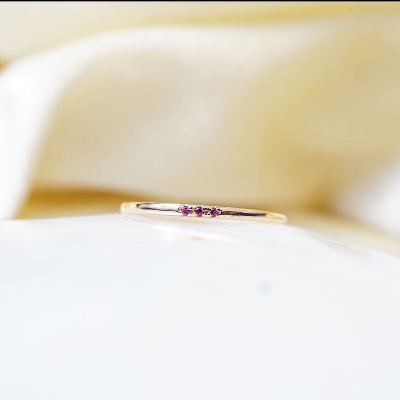 Dainty Ruby Ring / 14k Yellow Gold Ruby Ring / Natural Ruby | Etsy