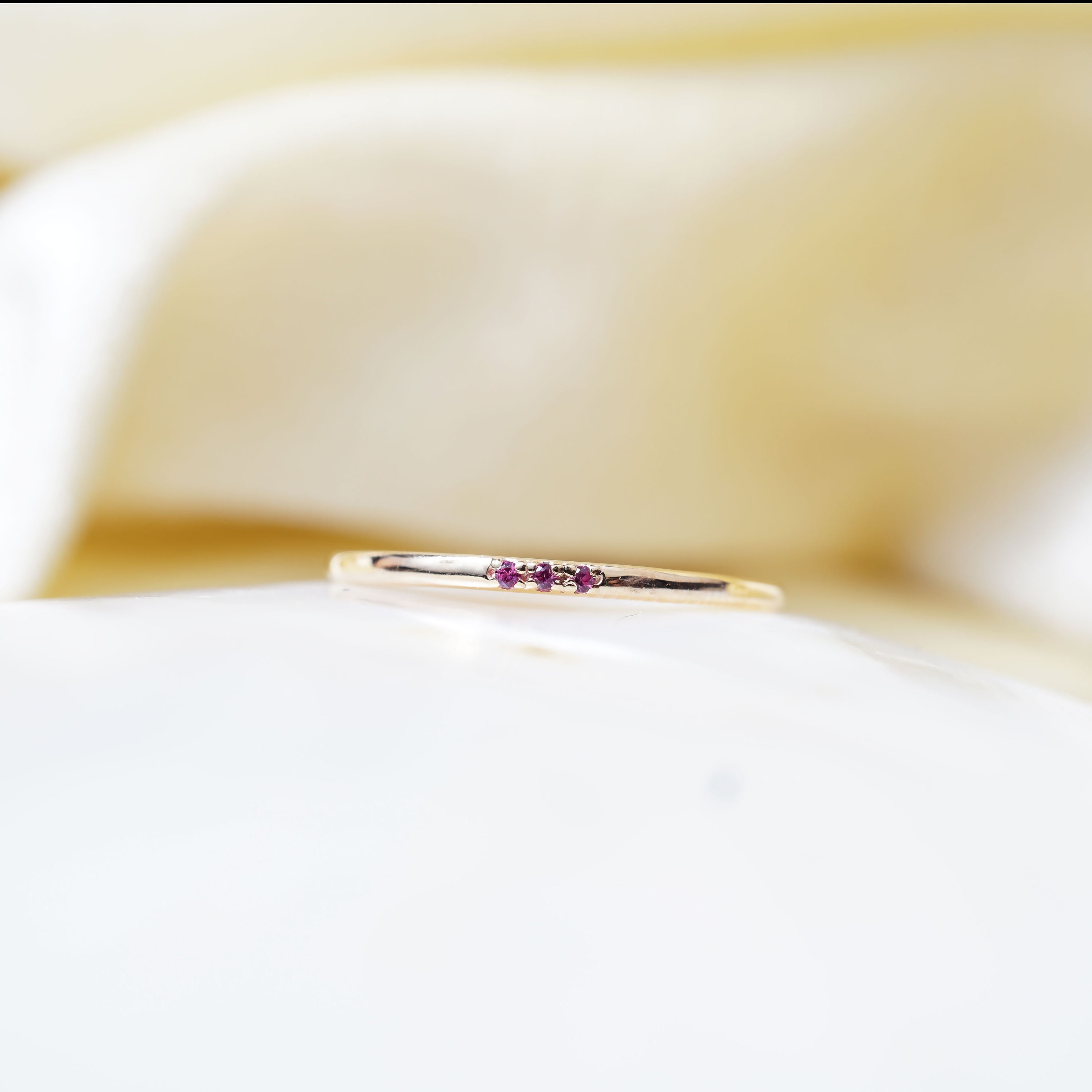 Dainty Ruby Ring / 14k Yellow Gold Ruby Ring / Natural Ruby | Etsy