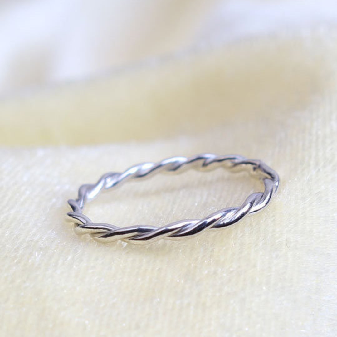 Twist Ring / Rope Twist Ring / 14k White Gold / Stackable Ring / 14k ...