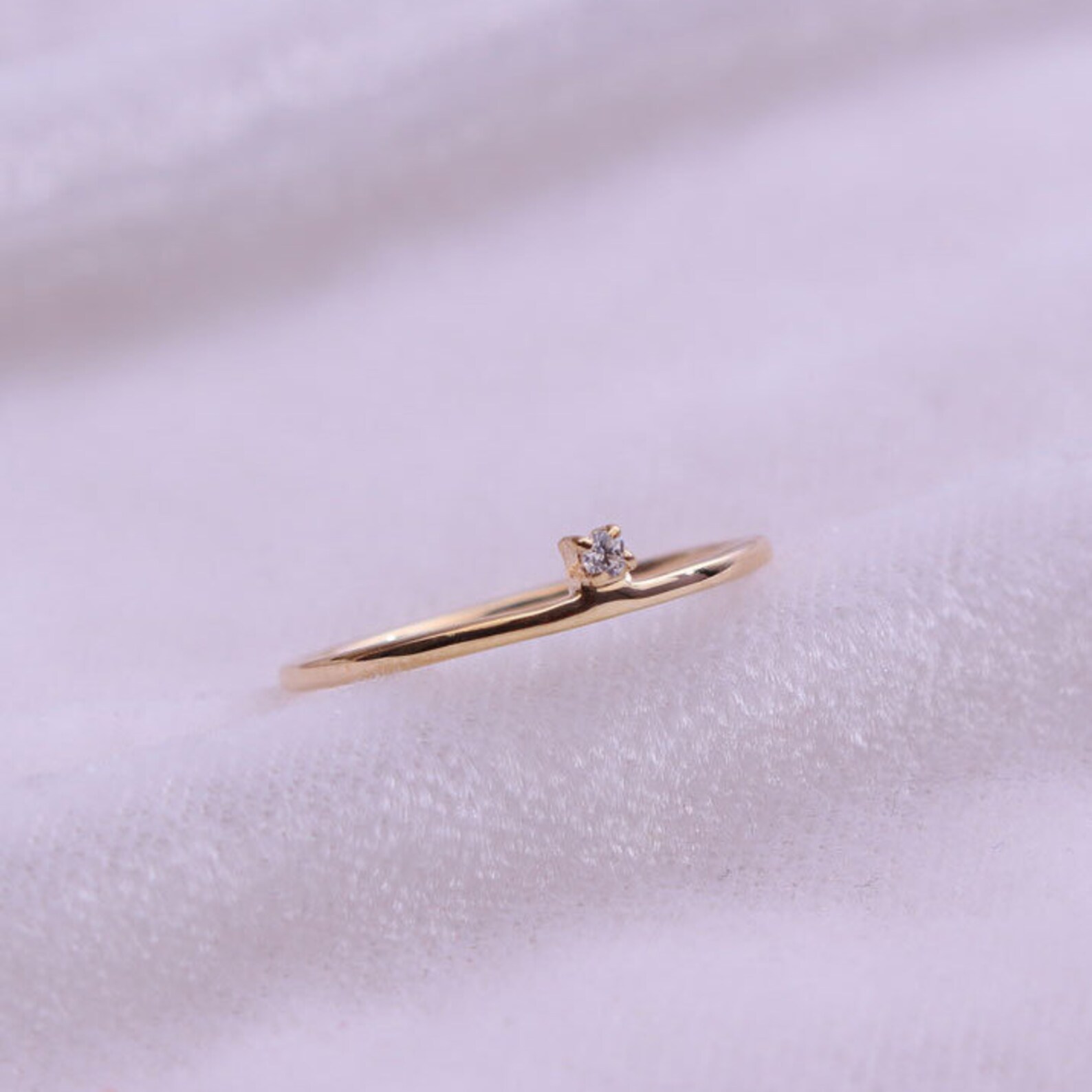 Diamond Ring / 14k Gold Diamond Ring / Solitaire Ring / 14k | Etsy