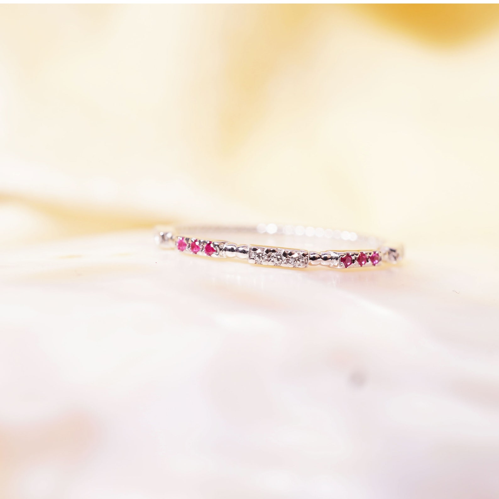 14k Gold Art Deco Ruby and Diamond Ring / Wedding Ring / Stackable Ruby ...