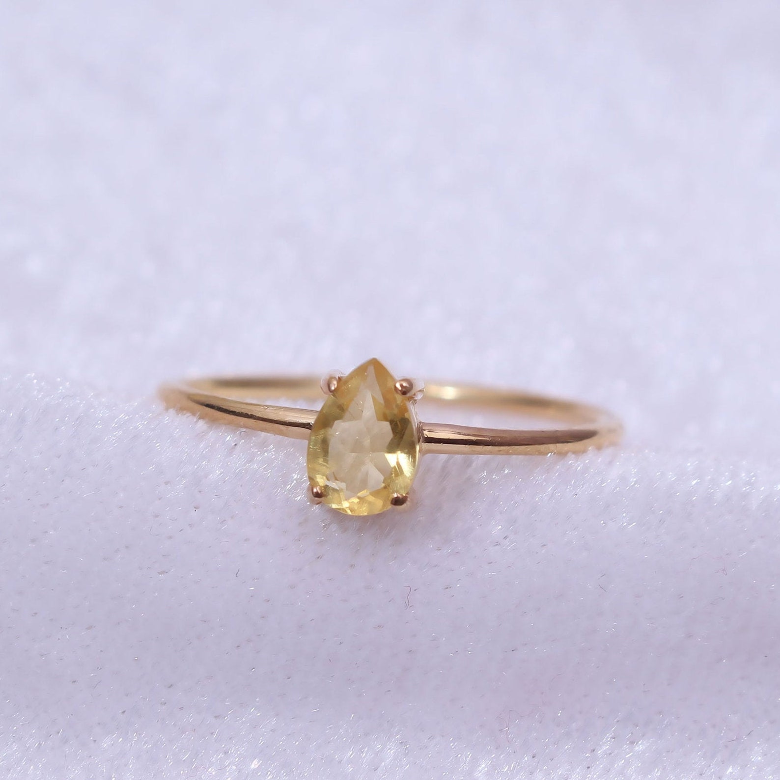 Pear Citrine Ring / 14k Gold Citrine Wedding Ring / | Etsy