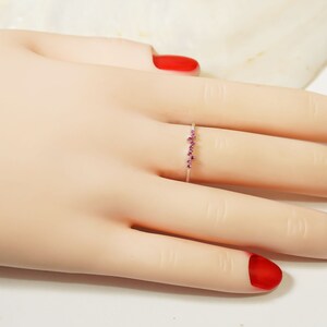 Dainty Ruby Ring / Ruby Cluster Ring / 14k Gold Ruby Ring / Genuine Ruby Ring / Natural Ruby ...