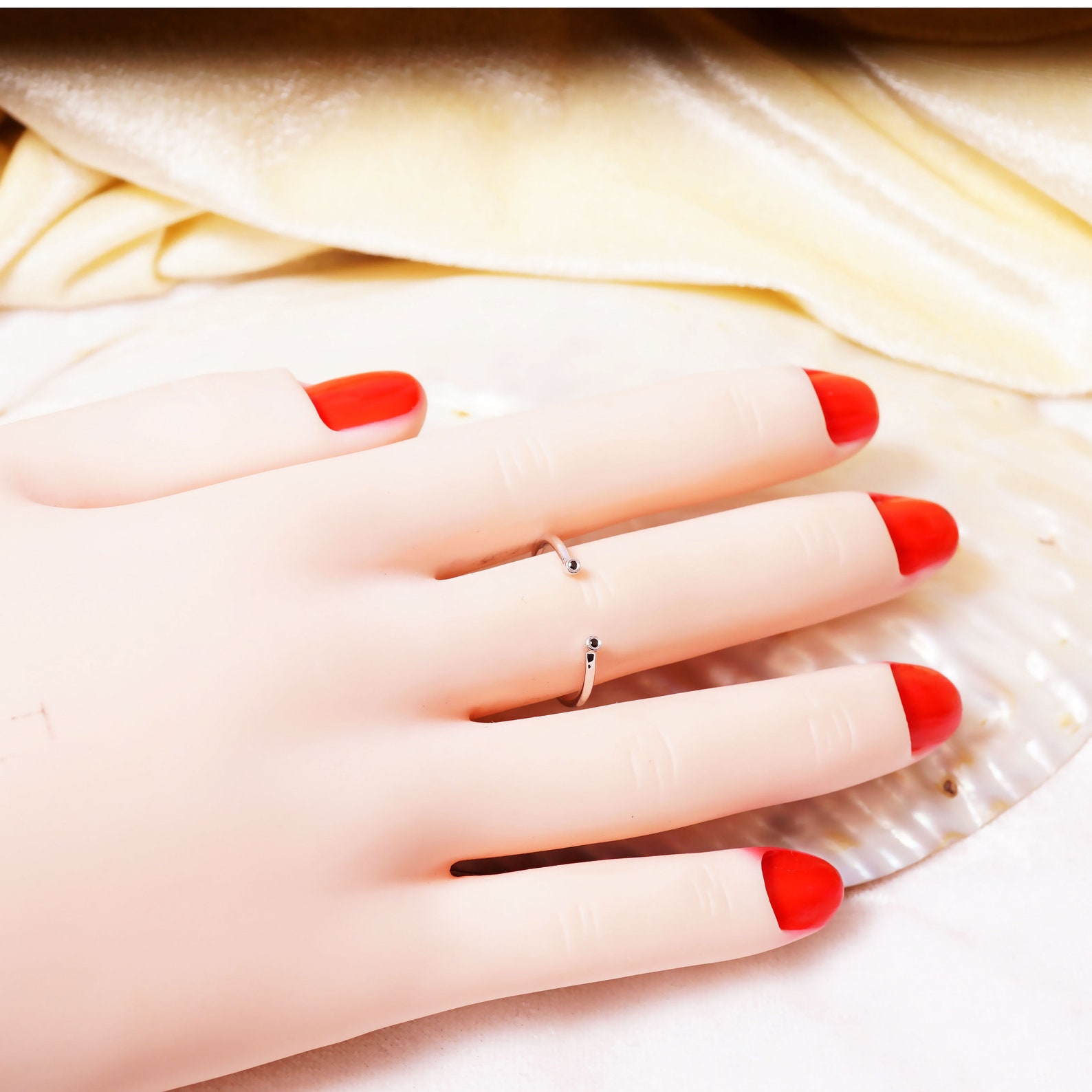 14k Gold Open Cuff Diamond Ring / Stackable Ring / Dainty Ring | Etsy