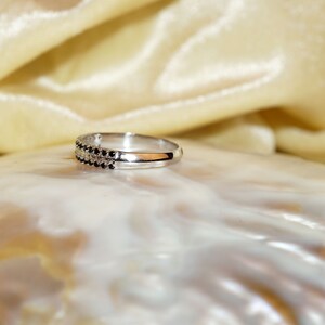 14k Gold Art Deco Black Diamond Ring / Wedding Ring / Stackable Ring / Black Diamond Stacking ...