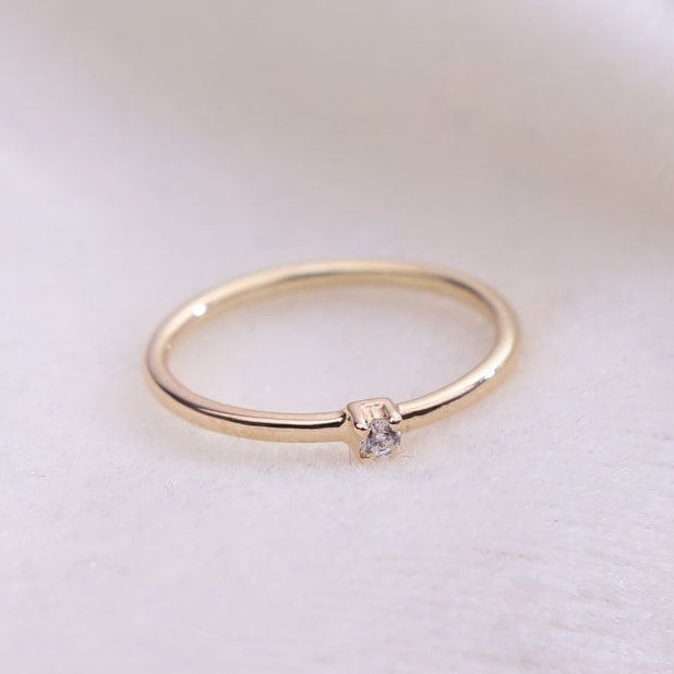 Diamond Ring / 14k Gold Diamond Ring / Solitaire Ring / 14k | Etsy