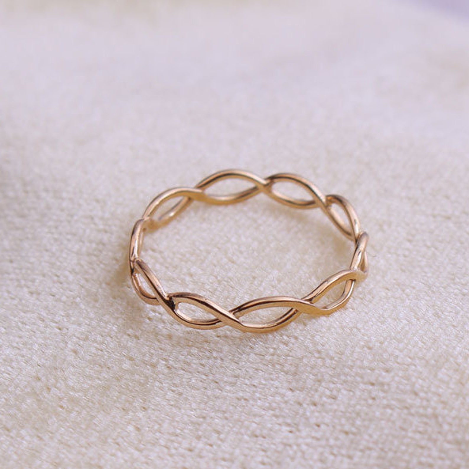 Twist Ring / Infinity Twist Ring / 14k Yellow Gold / Stackable - Etsy