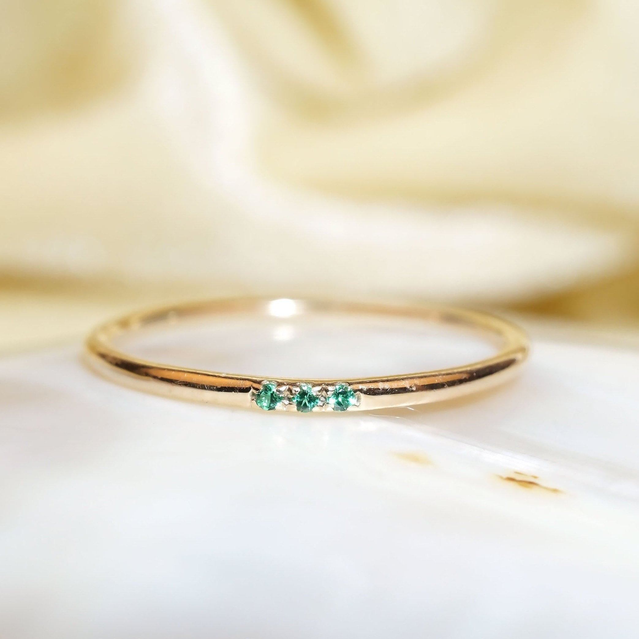 Dainty Emerald Ring / 14k Gold Emerald Ring / Natural Emerald | Etsy