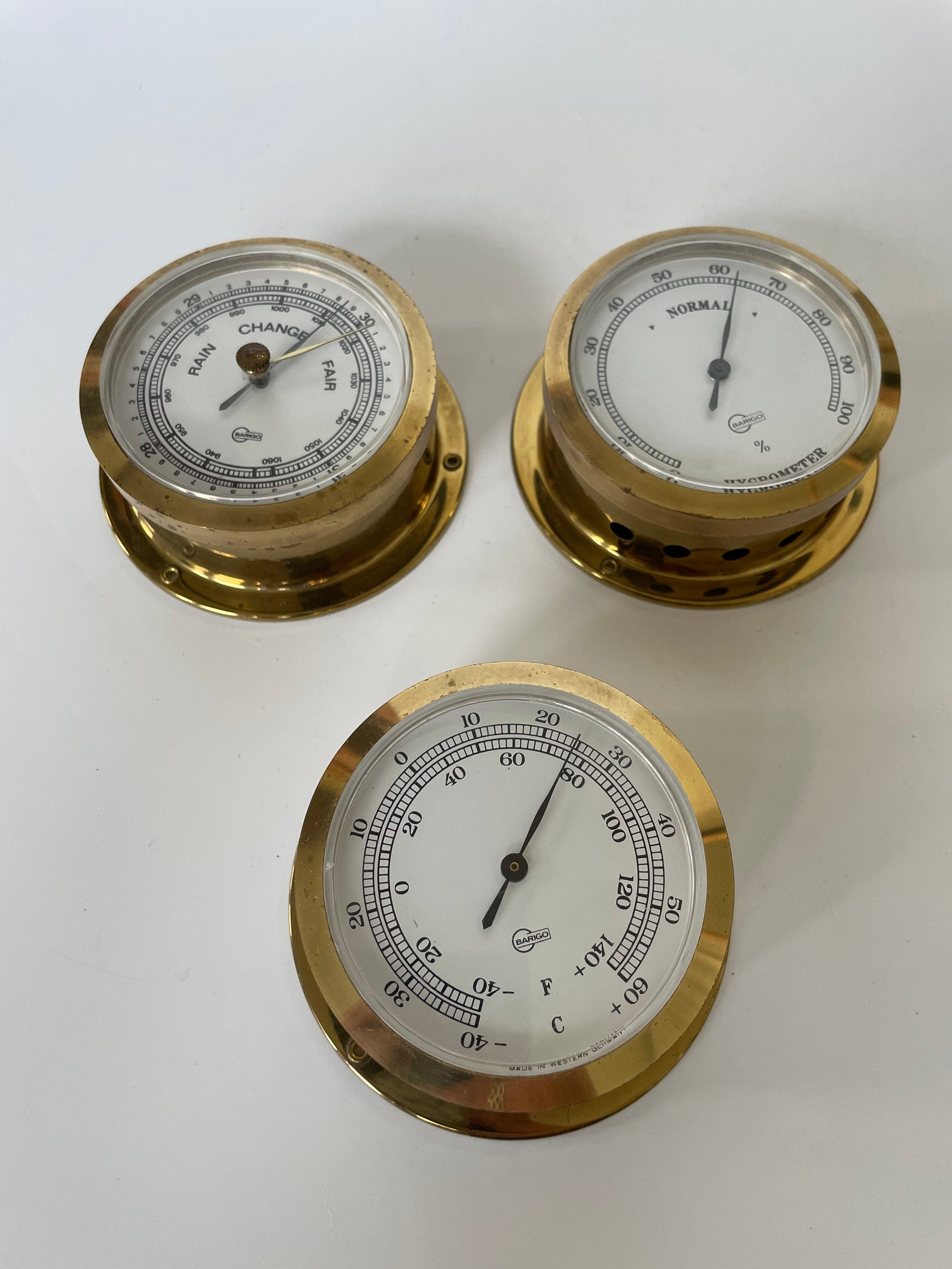 Vintage Brass Barigo Weather Station / Brass Nautical Hydrometer ...