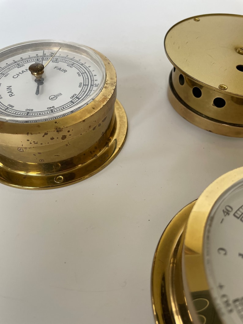 Vintage Brass Barigo Weather Station / Brass Nautical Hydrometer ...