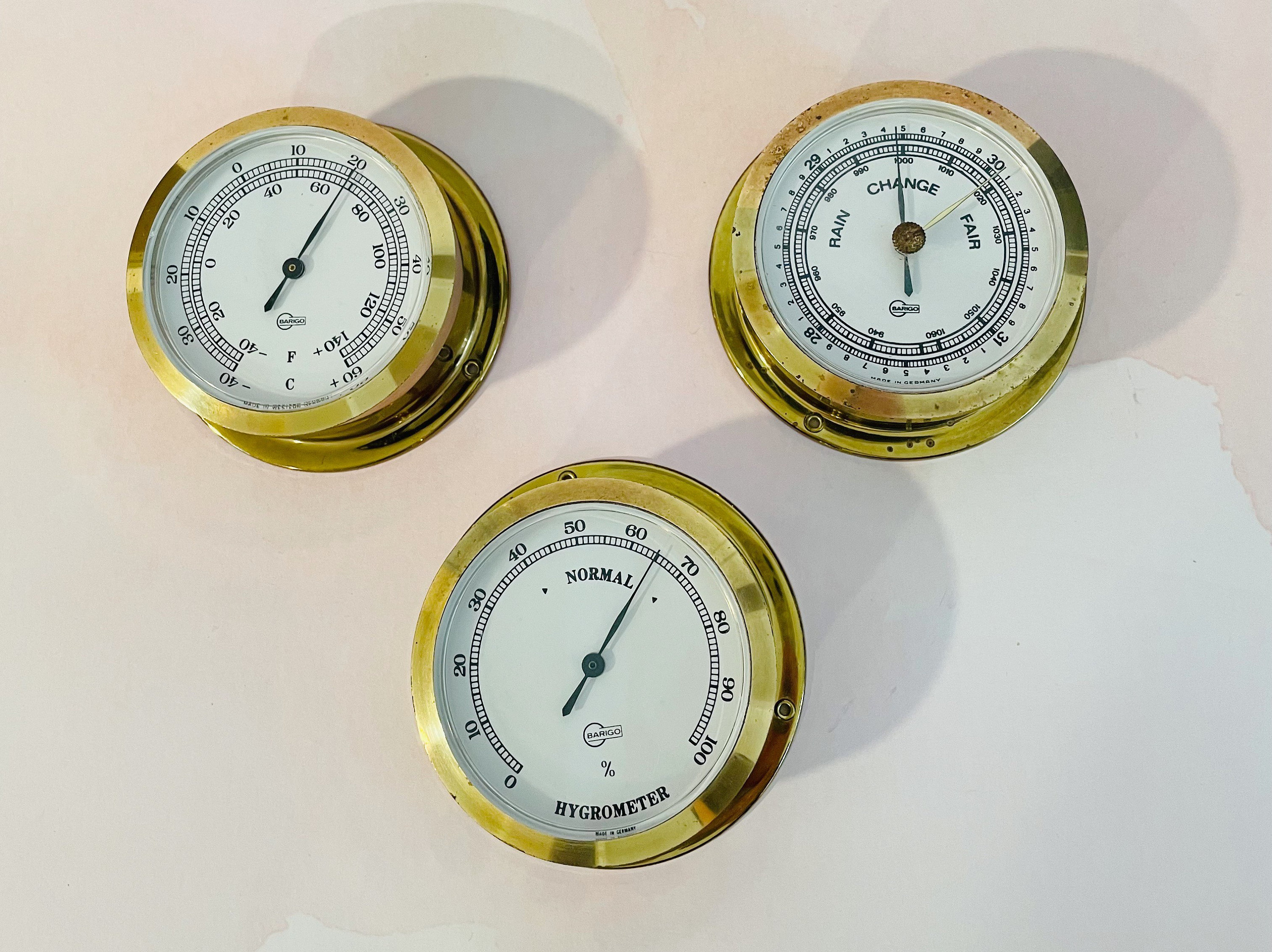 Vintage Brass Barigo Weather Station / Brass Nautical Hydrometer ...