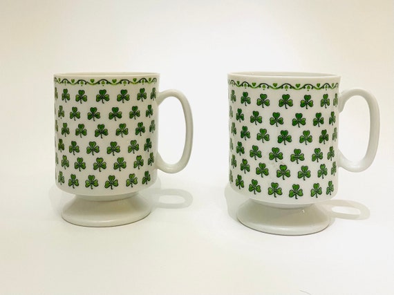 Vintage Shamrock Irish Coffee Mug Set / Ceramic Ireland Mugs 2 - Etsy