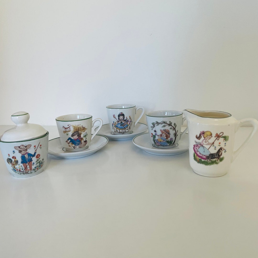 Vintage Children Tea China Set / Nursery Rhyme Tea Set for 3 - Etsy