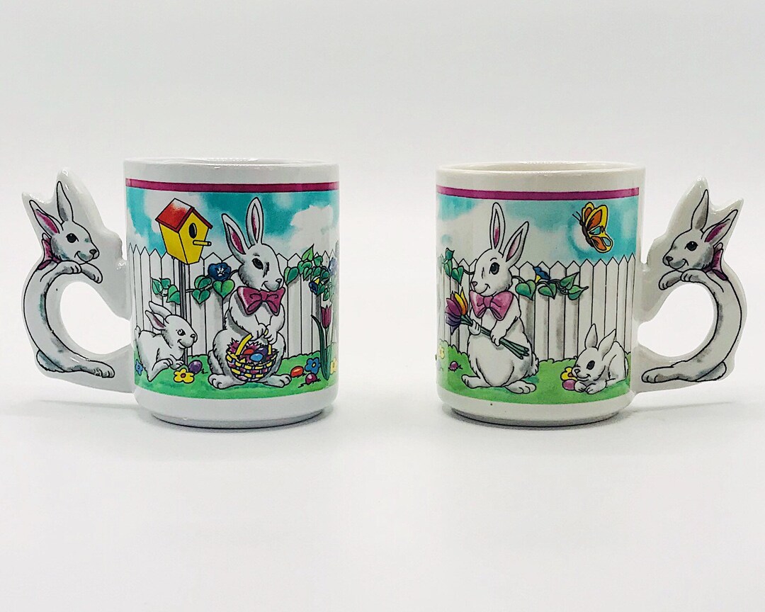 Vintage Set of 2 Bunny Mugs / Easter Rabbit Mug / Bunny Handle Mugs - Etsy