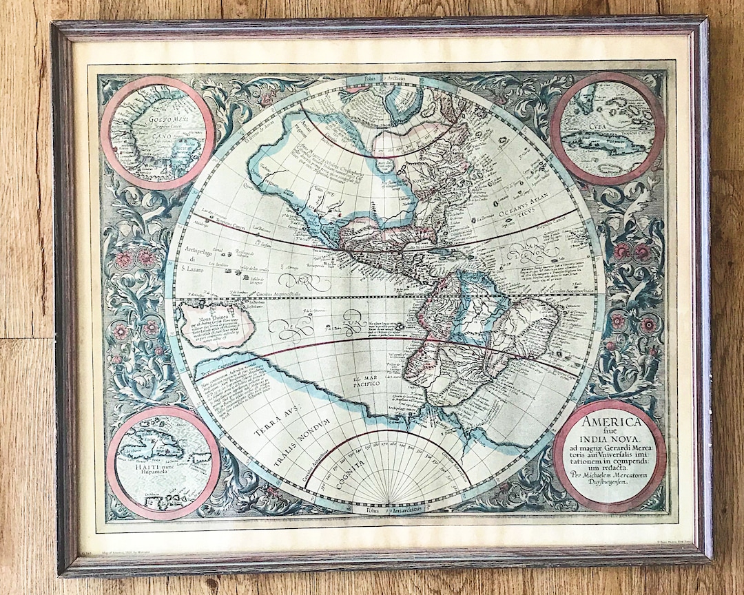 Vintage Map by Penn Prints New York / Large World Map With - Etsy