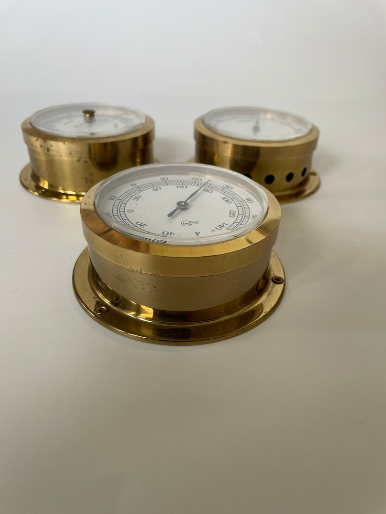 Vintage Brass Barigo Weather Station / Brass Nautical Hydrometer ...