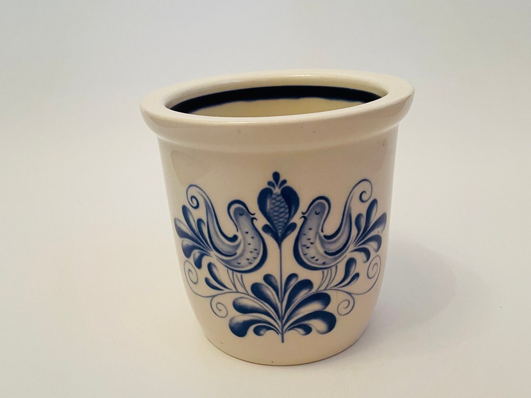 Vintage DDR Pottery 1 L Crock / Blue Bird Planter - Etsy