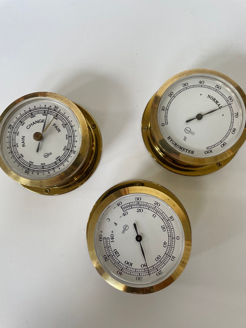 Vintage Brass Barigo Weather Station / Brass Nautical Hydrometer ...