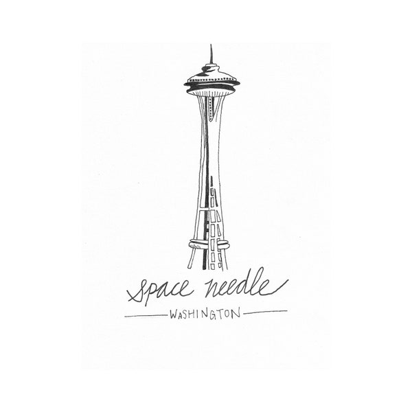 Space Needle Drawing - Etsy