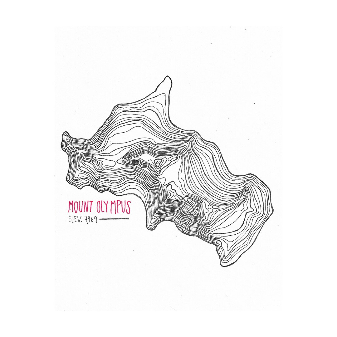 Mt. Olympus Print Topography Maps Map Art Nature - Etsy
