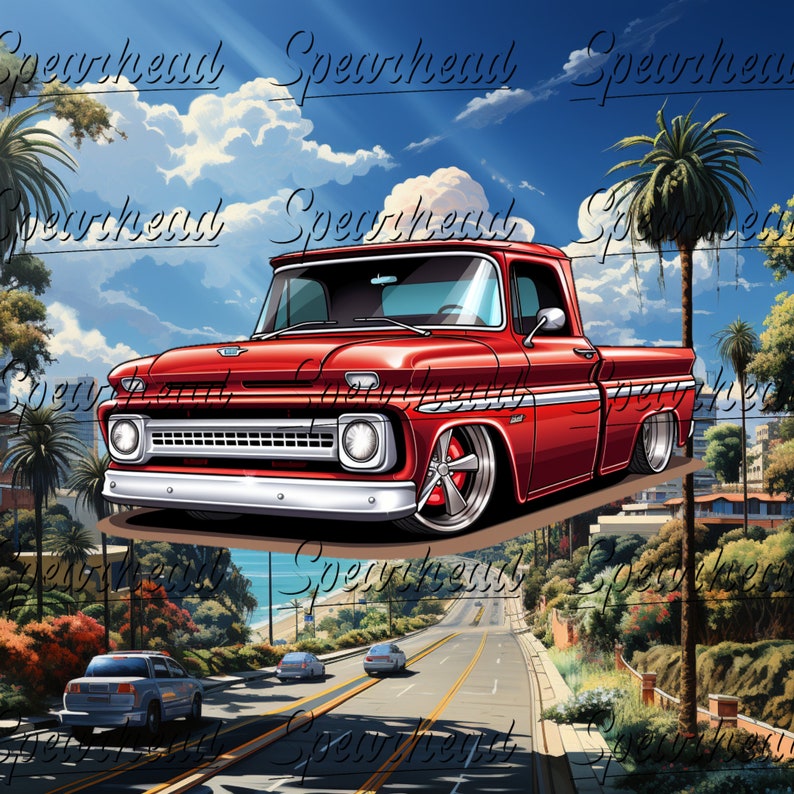 Cherry Red Chevy C10 Png Clipart, Chevy Truck Sublimation Art, Lowrider ...
