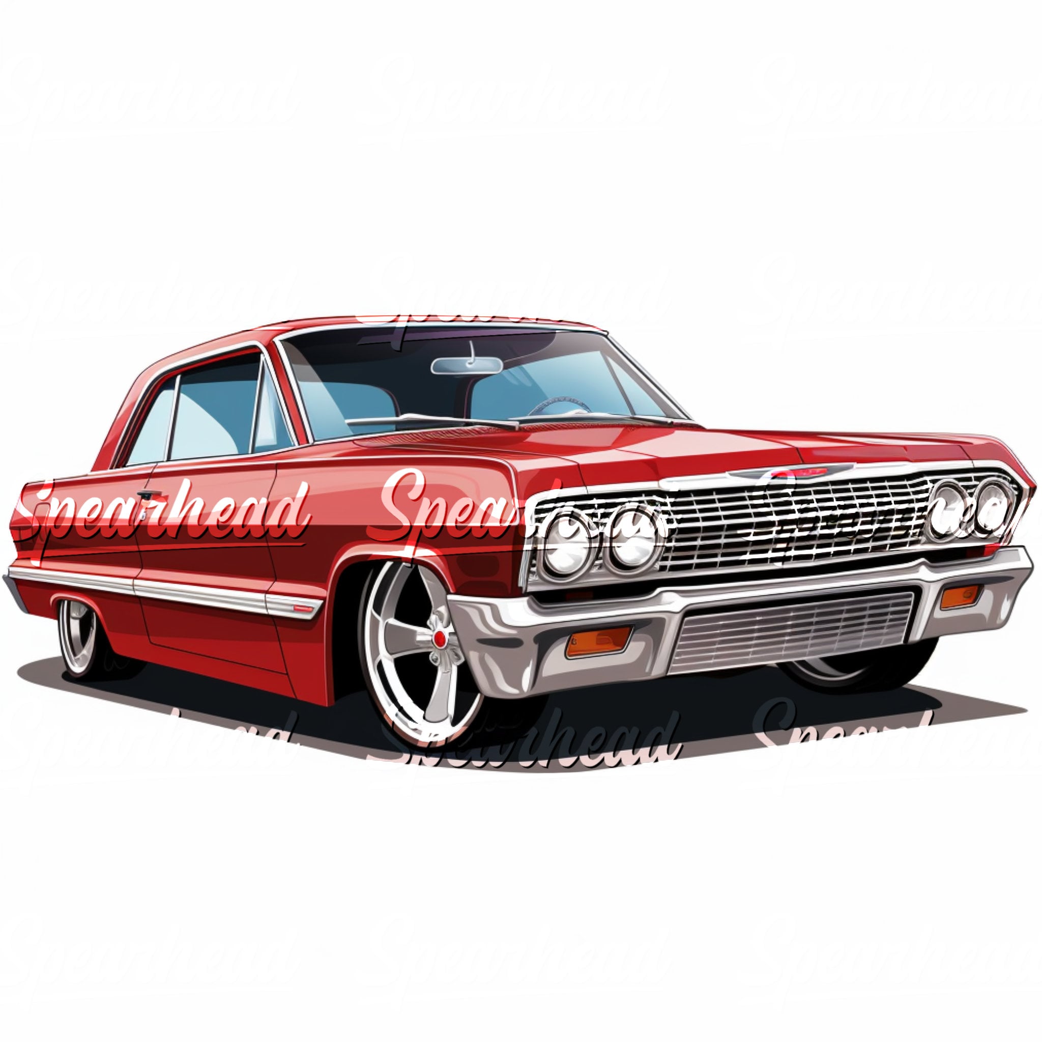 Cherry Red Chevy Impala Clipart, Lowrider Png Design, Impala Artwork ...