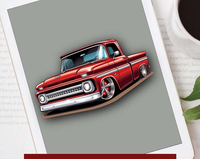 Classic Chevy 3100 Pickup Truck Clipart Bundle - 4 Ai-designed Lowrider ...