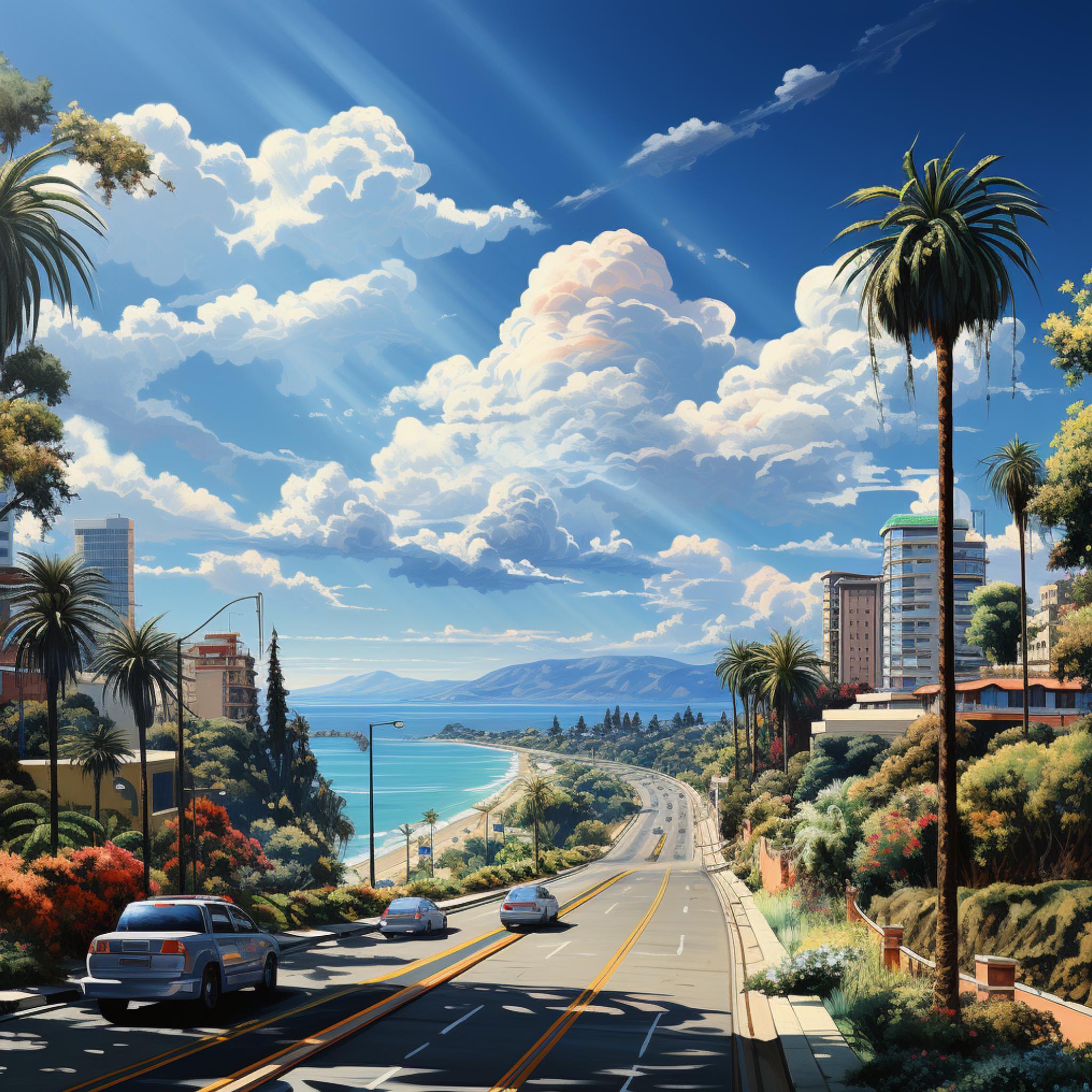 Urban Coastal Digital Background Set of 5 High-res 2400x2400 Scenic ...