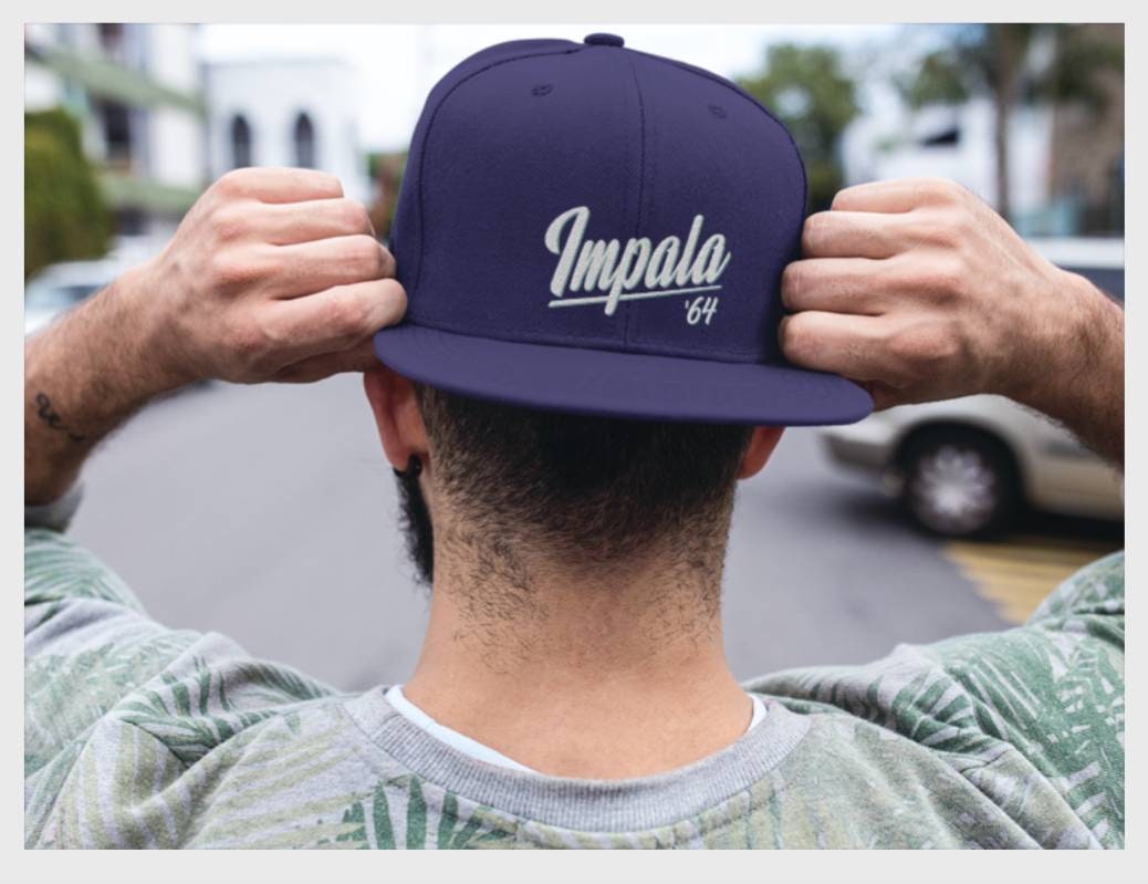 Chevy '64 Impala Lowrider Embroidered Snapback Hat Classic Car Fan Cap ...