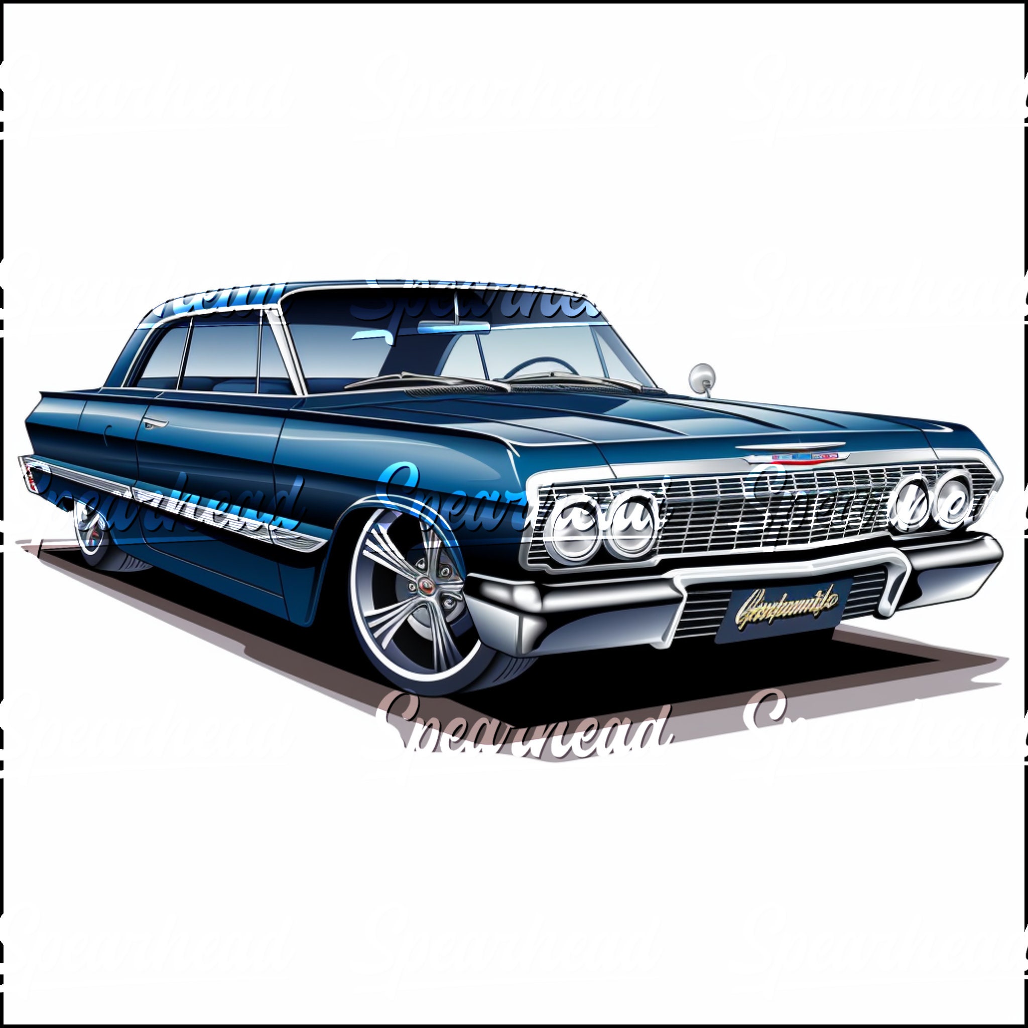 Classic Chevy Impala Lowrider Clipart Bundle - 4 Vintage Car PNG ...