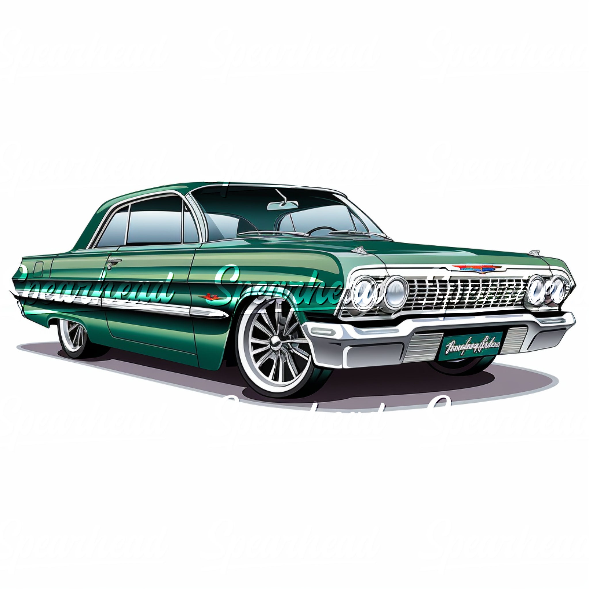 Emerald Green Chevy Impala Clipart, Lowrider Png Artwork, Chevy Impala ...